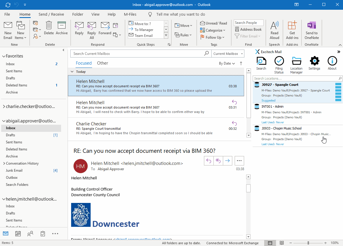 Outlook interface - docking